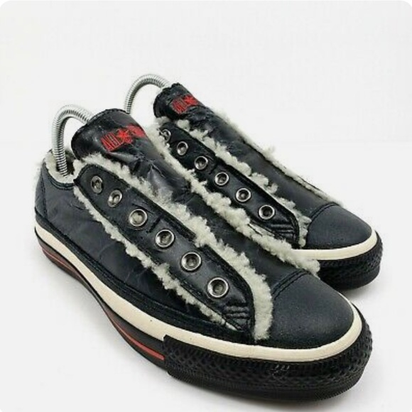 Converse | Shoes | Converse Chuck Taylor Shearling Slip Ox Shoes Black ...
